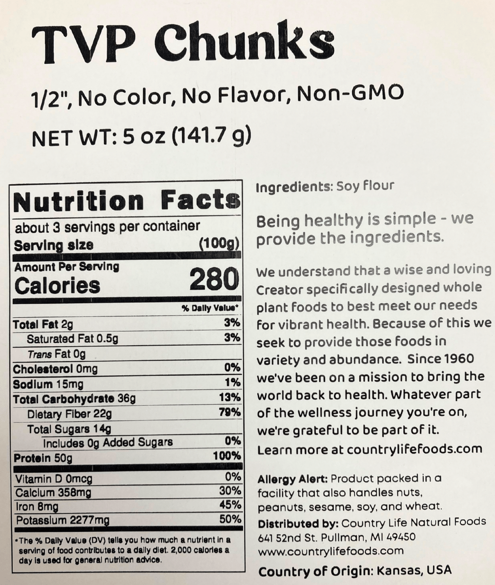 TVP Chunks, No Added Color or Flavor, Non-GMO | Country Life Natural Foods
