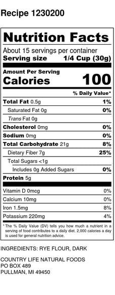 Rye Flour, Dark, Organic | Country Life Natural Foods