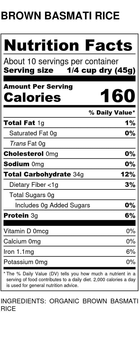 Basmati Rice, Brown, Organic | Country Life Natural Foods