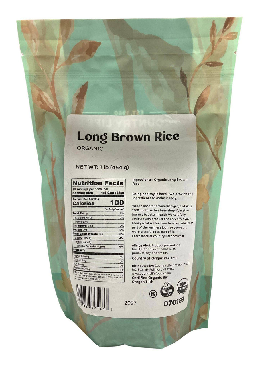 Long Rice, Brown, Organic | Country Life Natural Foods