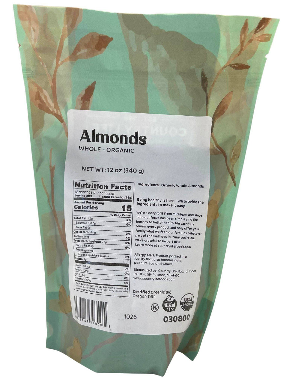 Almonds, Whole, Organic | Country Life Natural Foods